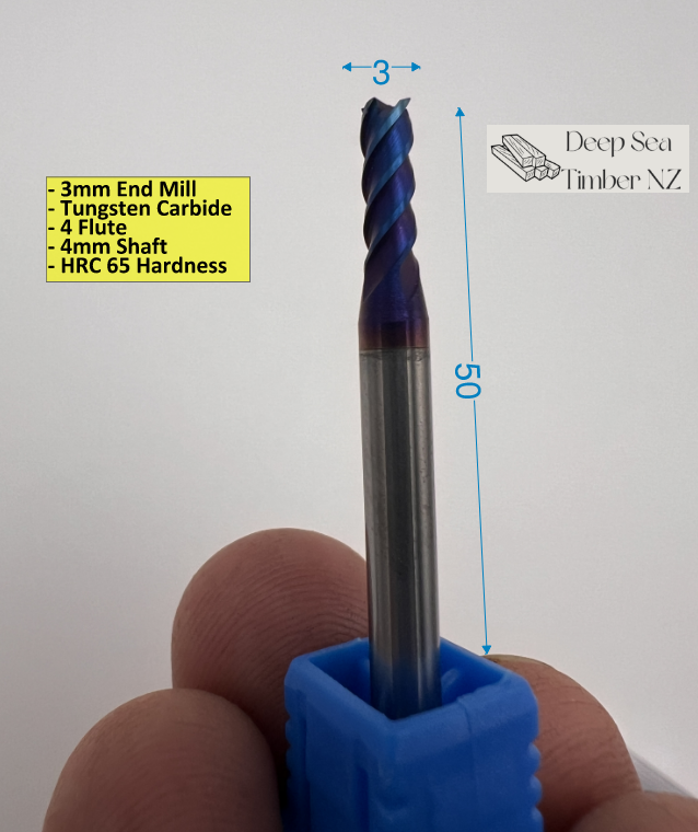 3mm End Mill - 4 Flute - Tungsten Carbide - HRC65 – Deep Sea Timber