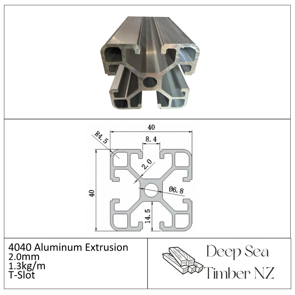 4040 (40H x 40W SQ) Aluminum Extrusion - T Slot (Price per meter ...